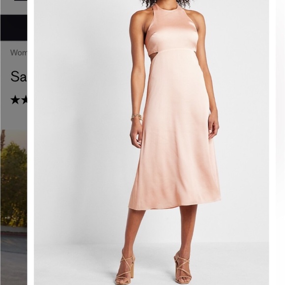 Express | Dresses | Express S Side Cutouts Blush Pink Satin Dress ...